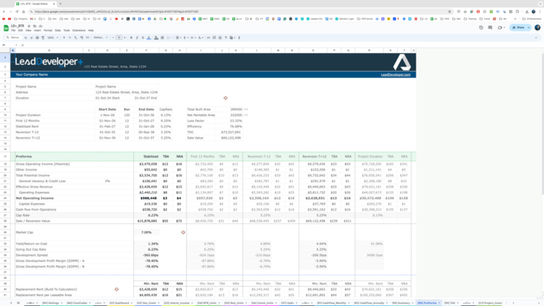 Real Estate Development Proforma